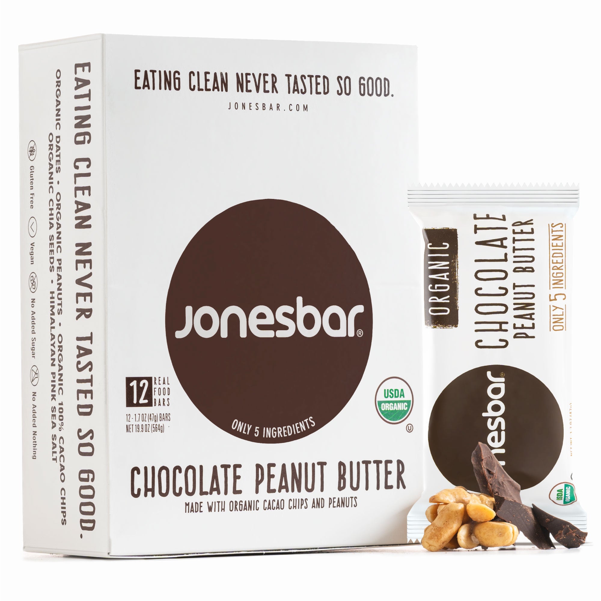 organic chocolate peanut butter energy bar | jonesbar