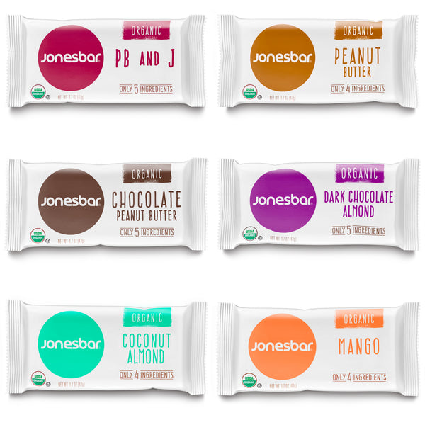 organic energy bar sample pack | jonesbar